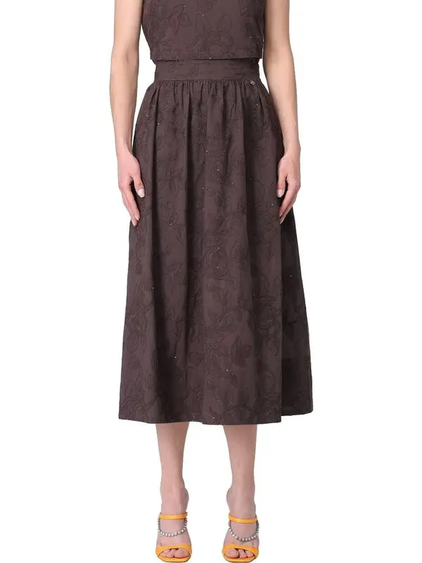 Liu Jo Embroidered Midi Skirt - Brown