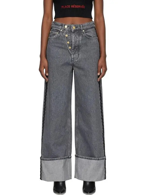 GANNI Denim Wide-leg Jeans - Charcoal