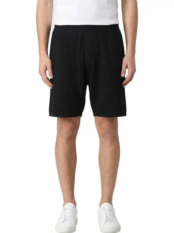 Emporio Armani Textured Viscose Blend Shorts - Blue