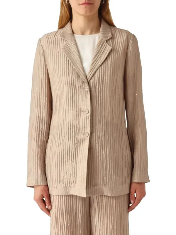 Emporio Armani Pleated Textured Jacket - Beige