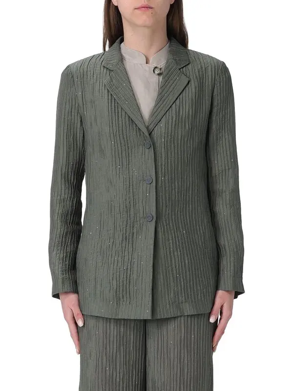 Emporio Armani Pleated Textured Jacket - Olive