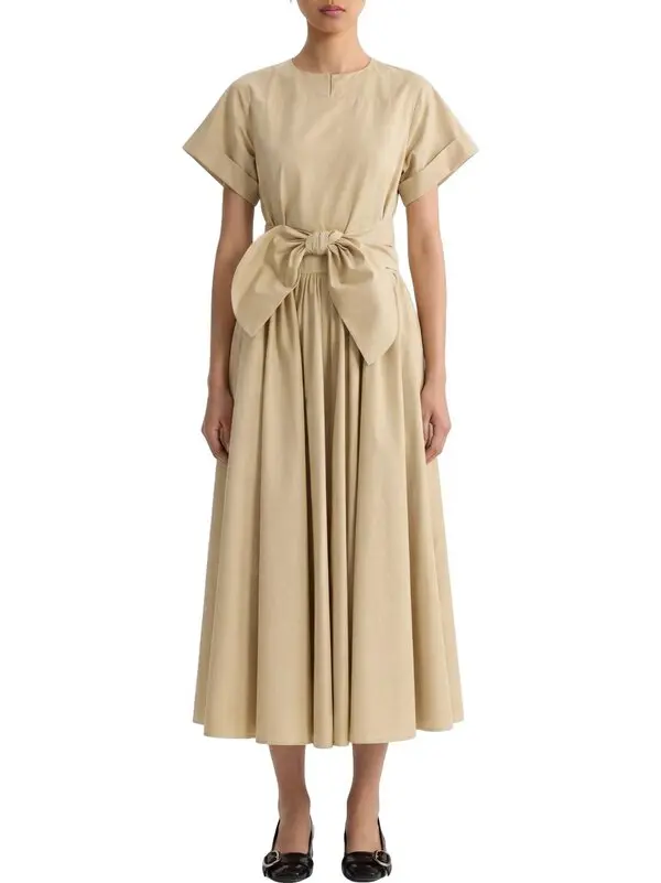 PATOU Midi Dress With Tie Waist - Beige