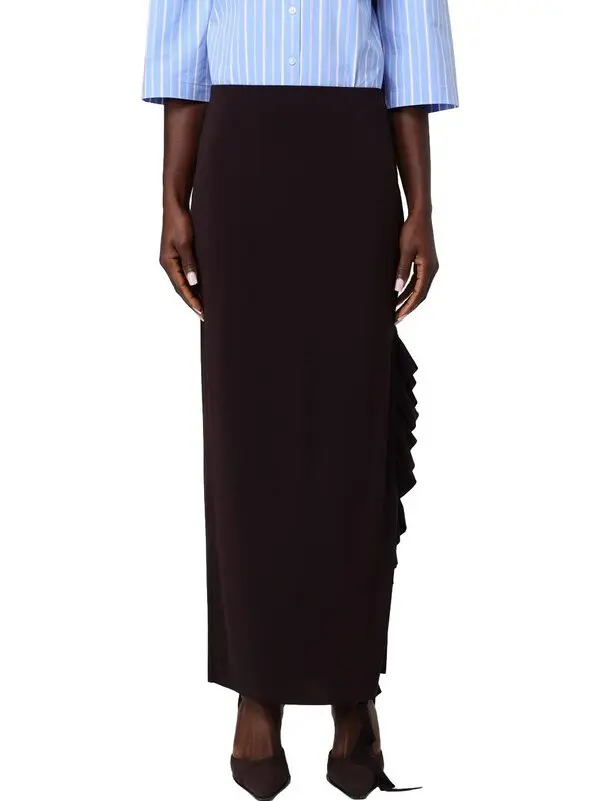 Pinko Maxi Skirt With Ruffle Detail - Brown