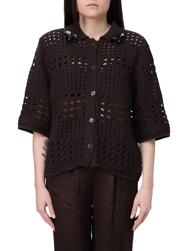 Liu Jo Crochet Polo Sweater - Brown