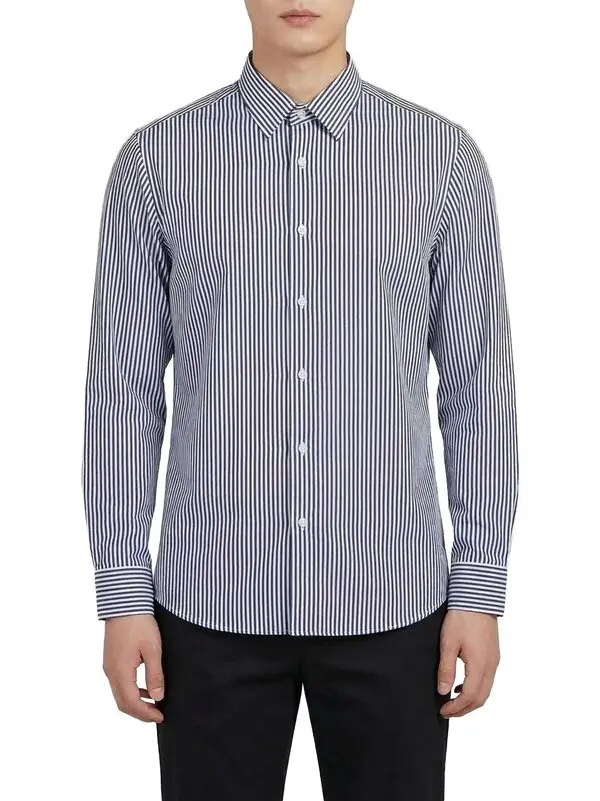 TOM FORD Striped Cotton And Silk Shirt - Blue