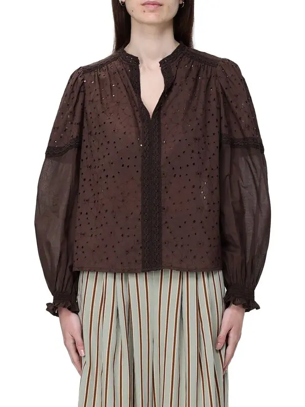 TWINSET Embellished Broderie Anglaise Shirt - Brown