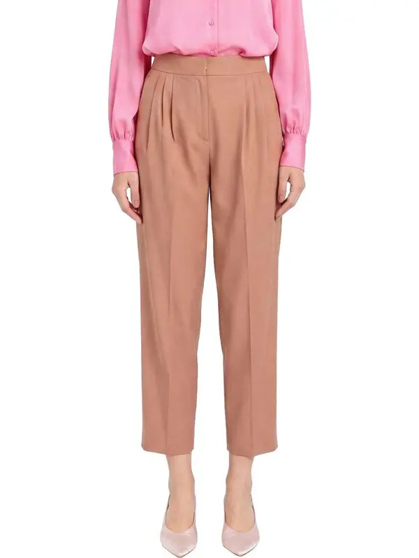 TWINSET Stretch Cotton Tailored Trousers - Coffee