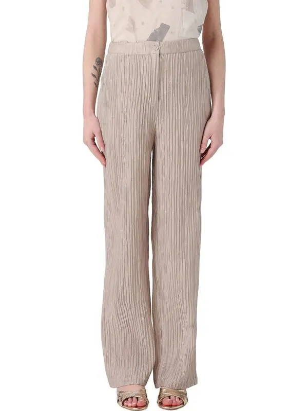 Emporio Armani Pleated Wide-leg Trousers - Sand