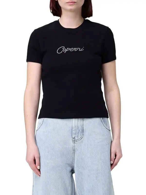 Coperni Rhinestone Logo Cotton T-shirt - Black