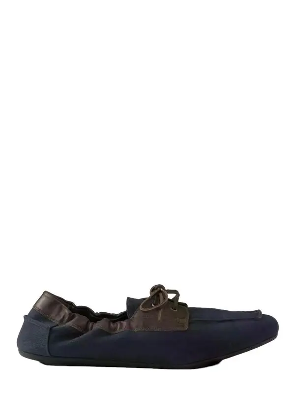 Prada Canvas And Leather Boat Shoes - Blue