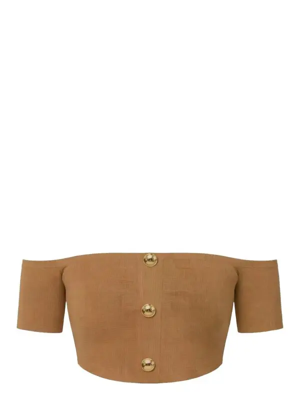 Elisabetta Franchi Metal Button Top - Neutrals