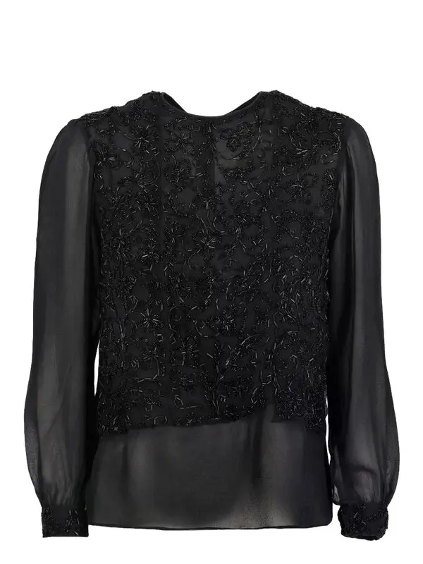 Vintage Beaded Blouse - Black