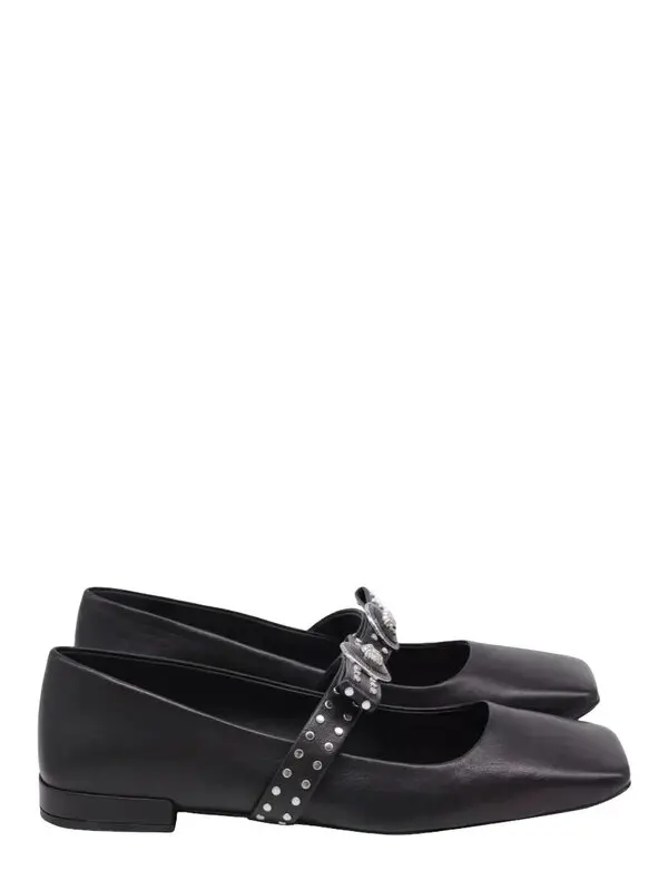 Versace Ribbon Studded Ballet Flats - Black