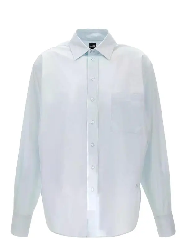 BOSS Embroidered Pocket Cotton Shirt - Blue