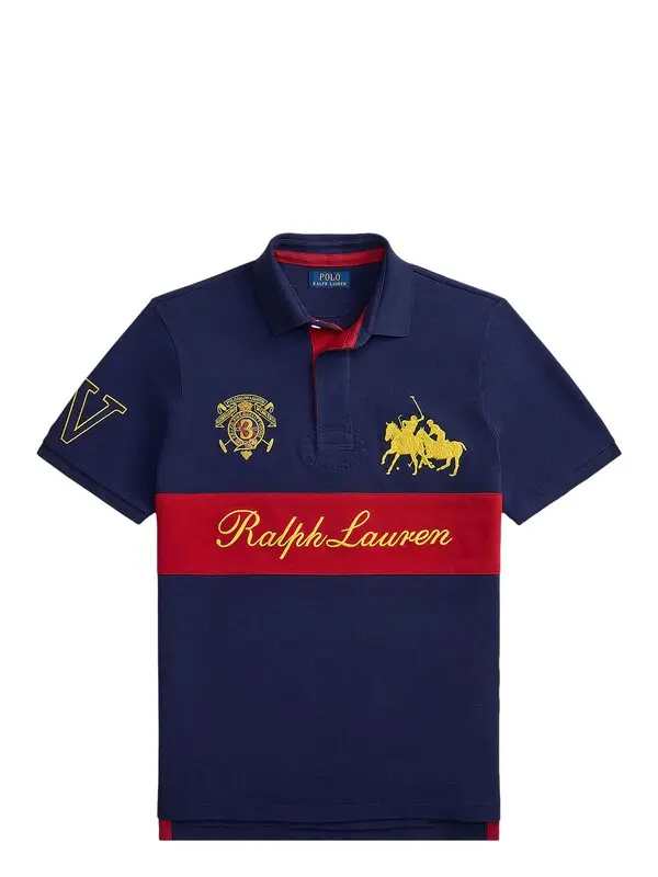 Polo Ralph Lauren Short-sleeve Mesh Polo With Script Chest Stripe - Blue