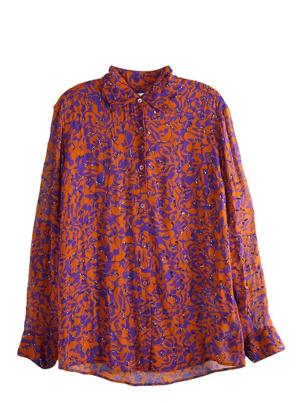 Dries Van Noten Dotted Squiggle Print Embellished Shirt - Orange