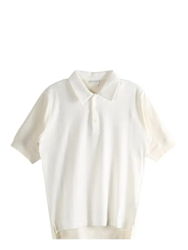 Dries Van Noten Pointelle Jacquard Polo - White