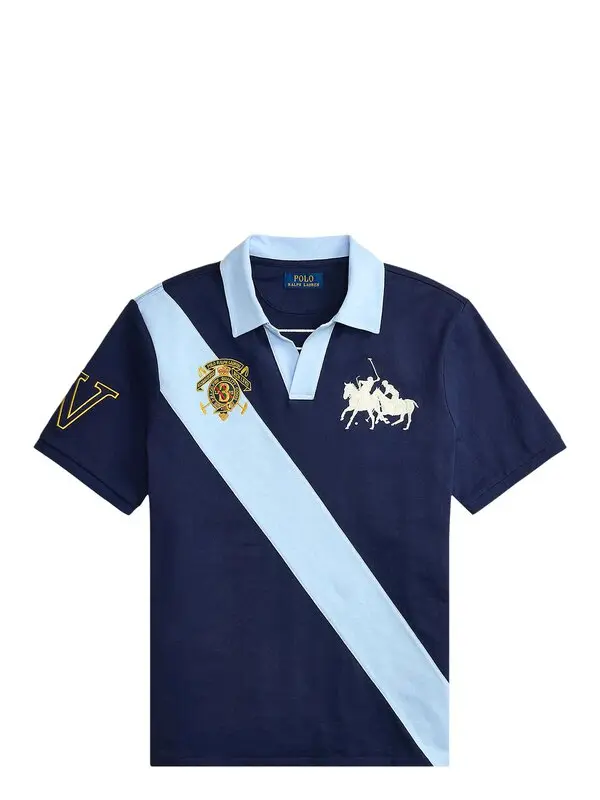 Polo Ralph Lauren Short-sleeve Jersey Knit Crest Logo Sash Johnny Collar Polo - Blue