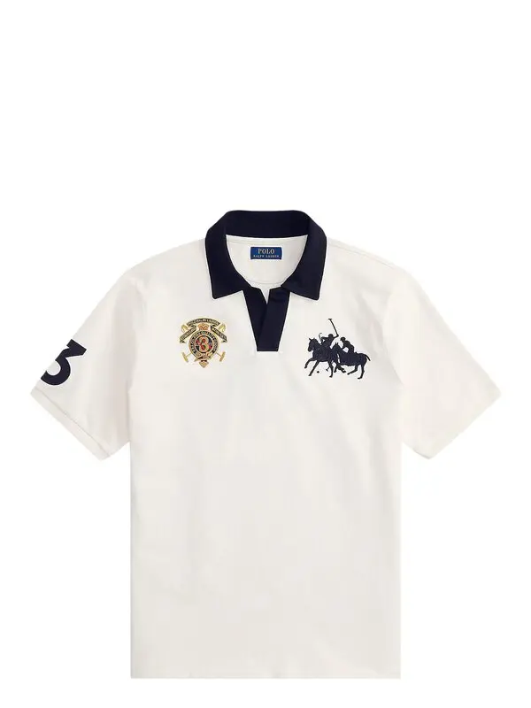 Polo Ralph Lauren Short-sleeve Jersey Knit Crest Logo Johnny Collar Polo 'nevis/polo Black - Cream