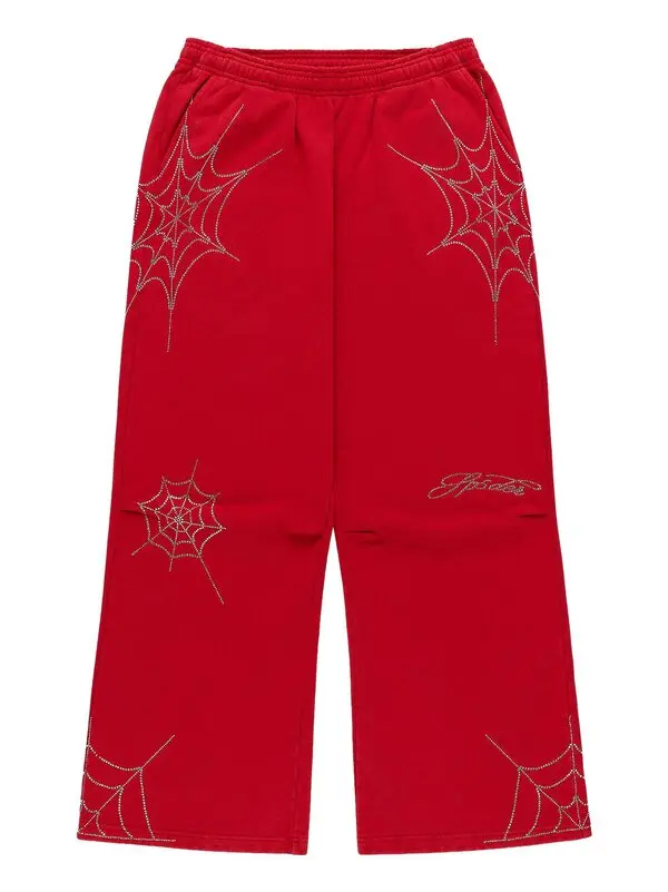 SP5DER Rhinestone Web Sweatpant - Red