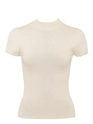 House Of Cb Tamra Knitted Cotton-blend Top - Ivory