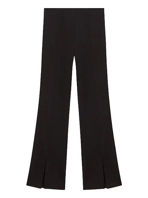Maje Flared Split-hem Woven Trousers - Black