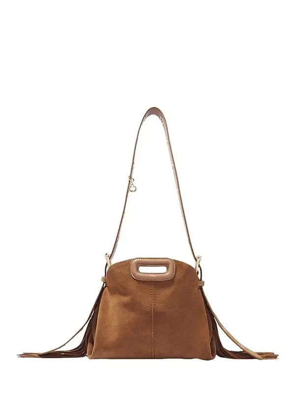 Maje Mini Suede Shoulder Bag - Camel