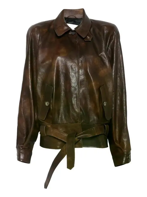 Magda Butrym Belted Leather Jacket - Brown