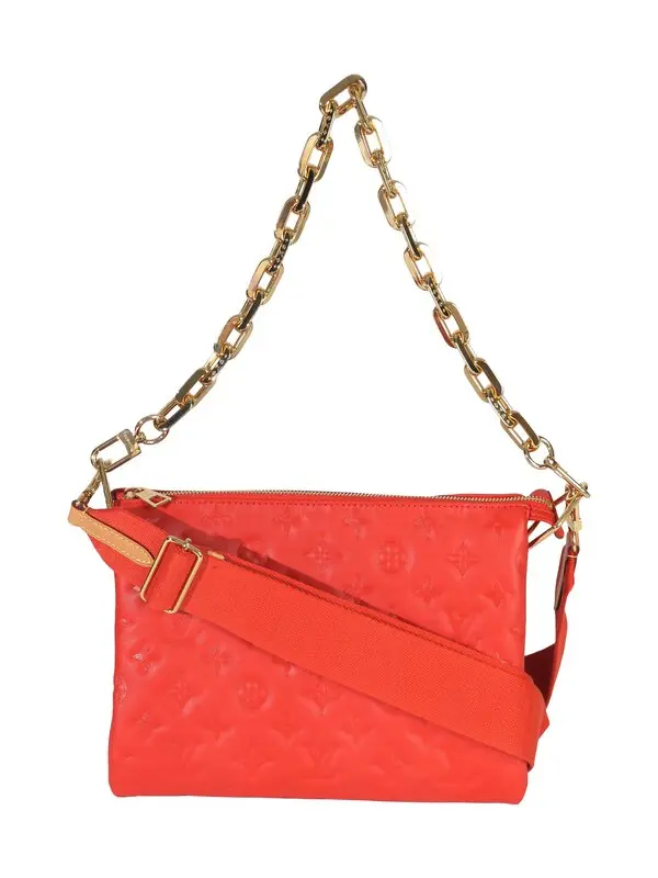 LOUIS VUITTON Coussin Pm Embossed Monogram Lambskin Shoulder Bag - Orange
