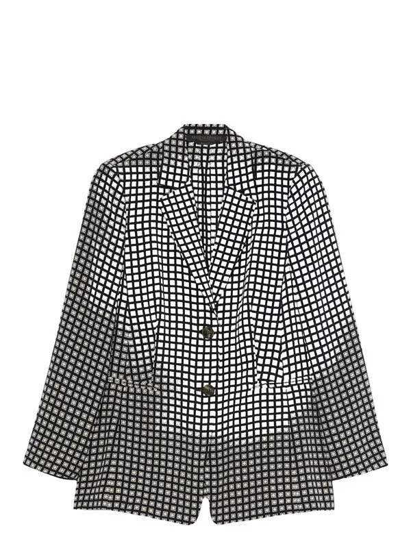 Marina Rinaldi Silk Geometric-print Single-breasted Blazer - Blue
