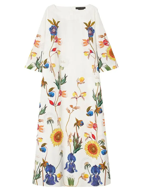 Marina Rinaldi Floral Jacquard Maxi Dress - White