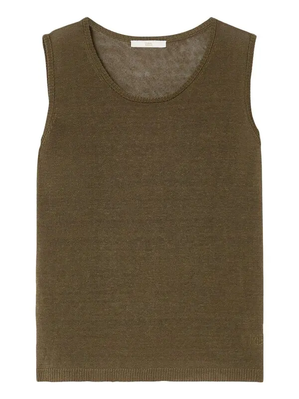 Marina Rinaldi Linen Knitted Tank Top - Green