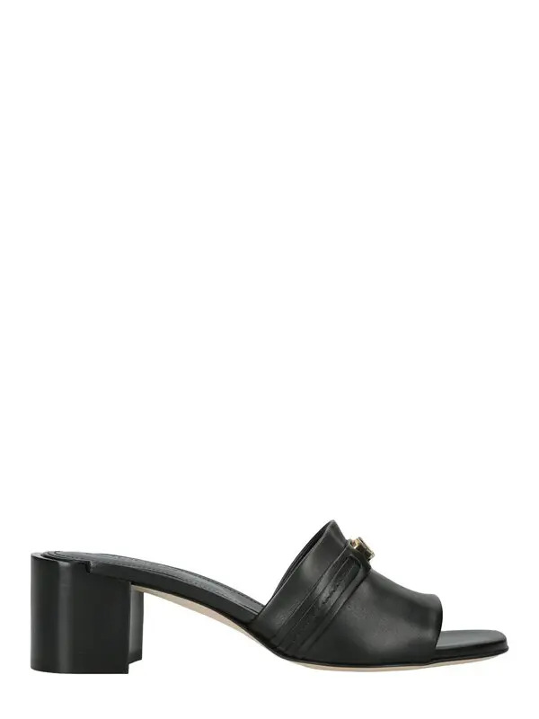 TOD'S Leather Heeled Mules - Black