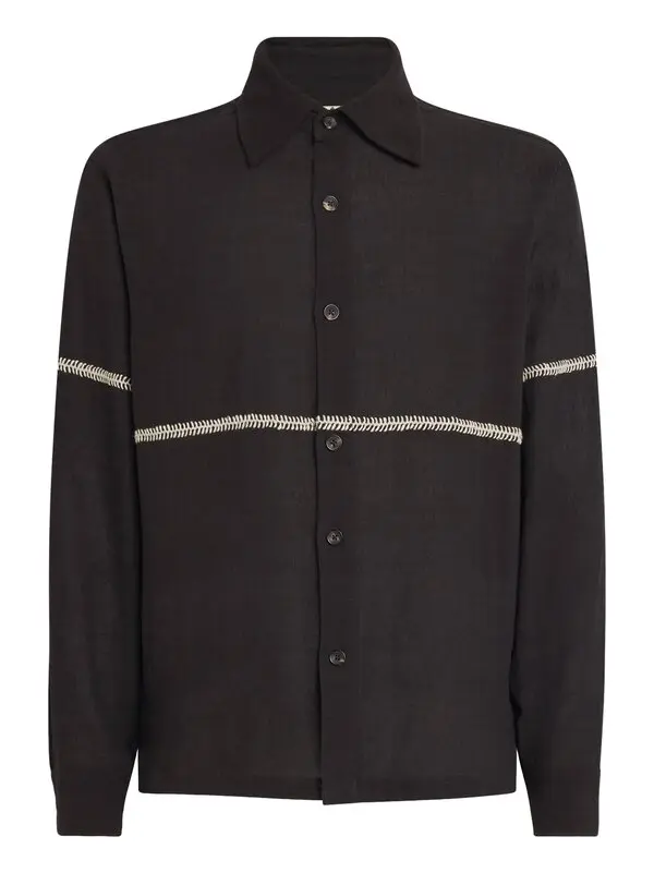 KARTIK RESEARCH Cotton Embroidered Rabari Shirt - Brown