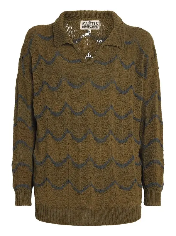 KARTIK RESEARCH Cotton Knitted Rugby Sweater - Green