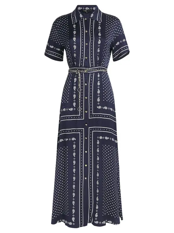 Maje Printed Midi Shirt Dress - Blue