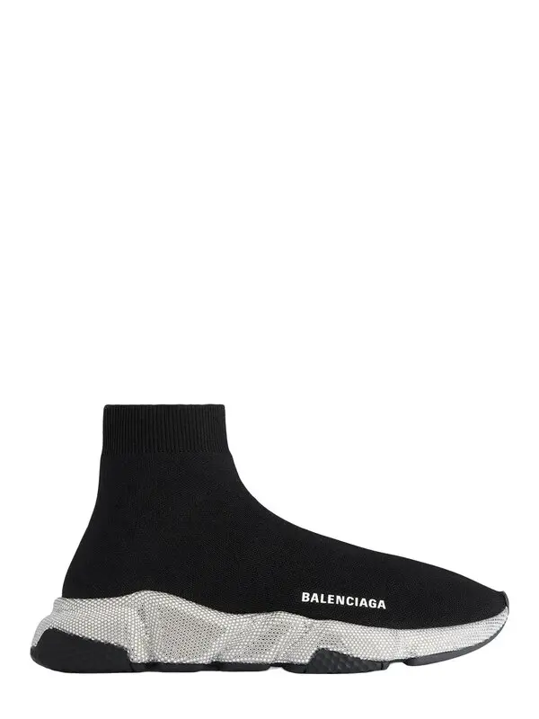 Balenciaga Rhinestone-embellished Speed High-top Sneakers - Black