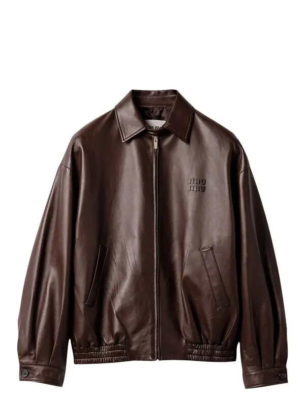 Miu Miu Nappa Leather Blouson Jacket - Brown