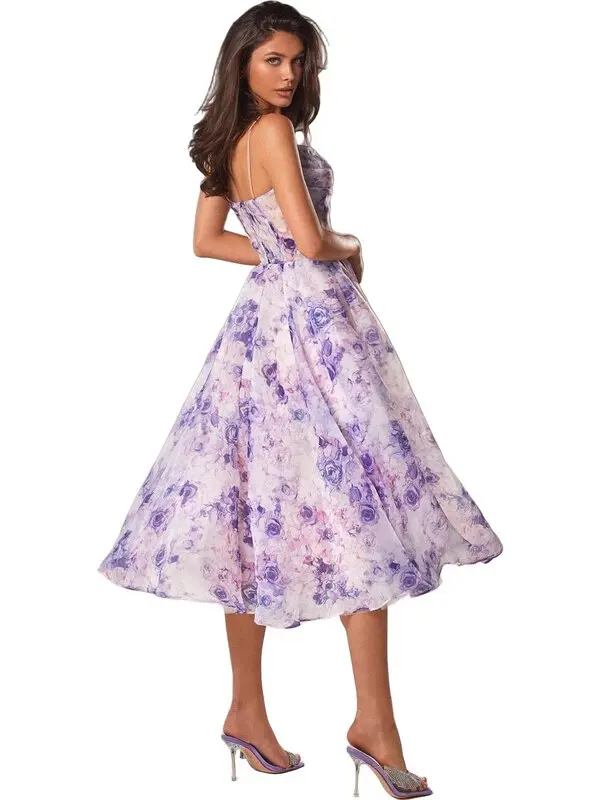 MILLA Spaghetti Strap A-line Midi Dress - Blue Peony