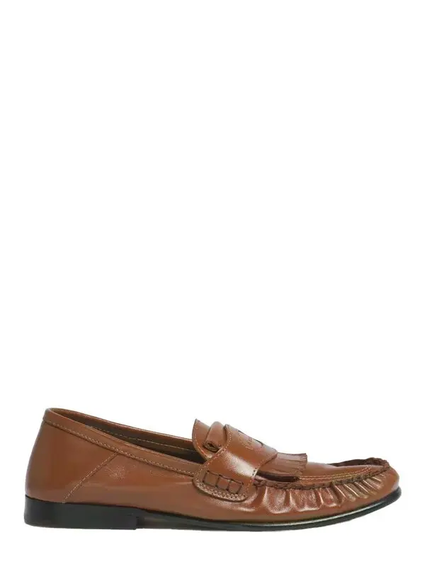 Marni Fringe Logo Loafers - Brown