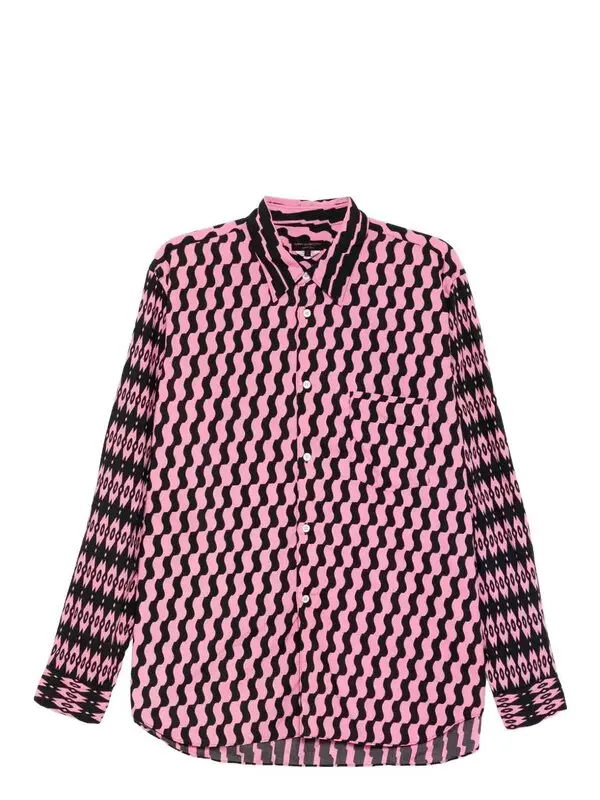 Comme Des Garçons Geometric-print Shirt - Pink