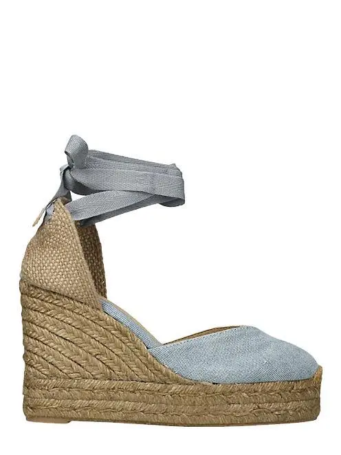 CastaÑer Chiara Cotton Canvas Wedge Sandals - Pale Blue