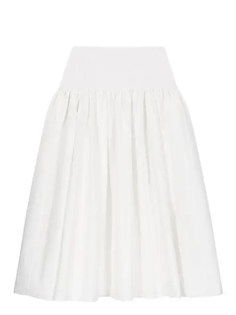 Maje Flared High-rise Taffeta Midi Skirt - White