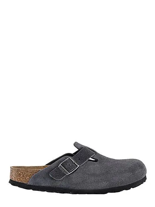 BIRKENSTOCK Boston Suede Clogs - Charcoal Suede