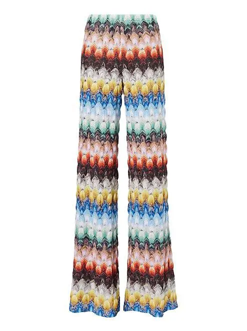Missoni Straight-leg Metallic-knit Trousers - Multicolor On Black Base