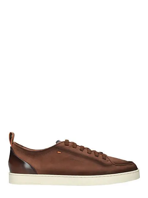Santoni Monte Carlo Nubuck Leather Trainers - Brown