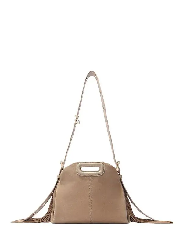 Maje Mini Suede Shoulder Bag - Cappucino