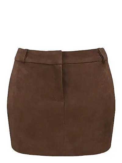 House Of Cb Faux-suede Mini Skirt - Mocha