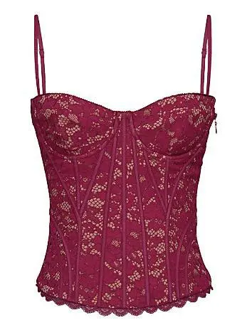 House Of Cb Floral Lace Corset Top - Red