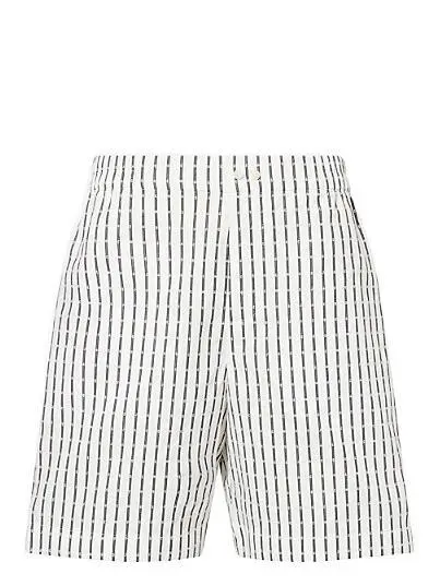 Jacquemus Striped Cotton Shorts - White Stripe